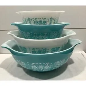 Pyrex | Kitchen | Vintage 4 Bowl Set Pyrex Butterprint Turquoise ...